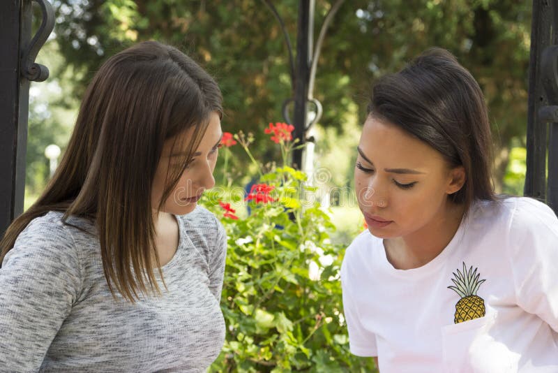 Two Young Women in the Park Stock Image - Image of field, girl: 86593335