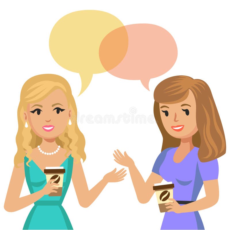 Two Young Women Talking. Meeting Colleagues or Friends Stock Vector ... Two Young Women Talking. Meeting Colleagues or Friends Stock Vector ...