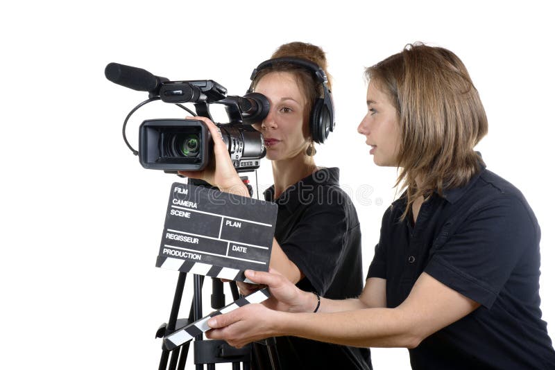 Two Young Women with Video Cameras Stock Image - Image of female ...