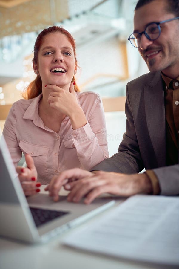Two Young Work Colleagues Having a Break Together Stock Photo - Image ...