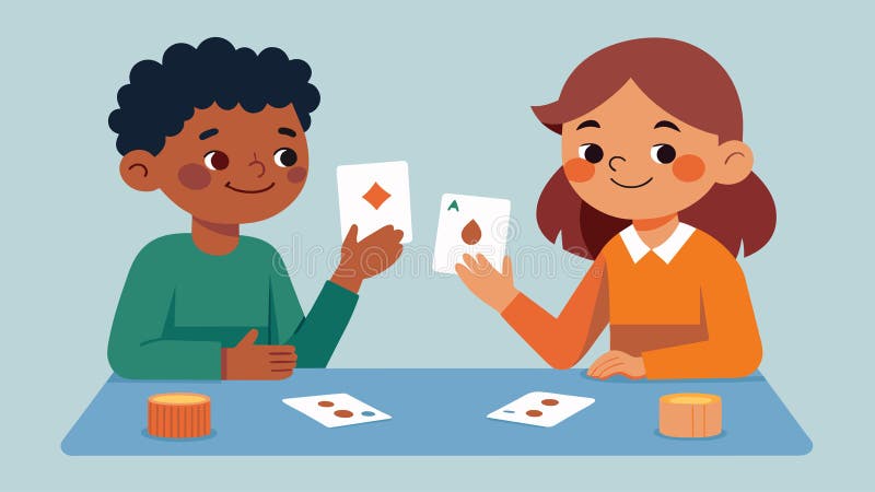 Two Youngsters Playing a Game of Math War Using a Deck of Cards with ...