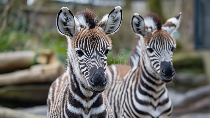 Two Zebras Posing Side by Side, Highlighting Their Stripes and Unique Bond Stock Image - Image ...