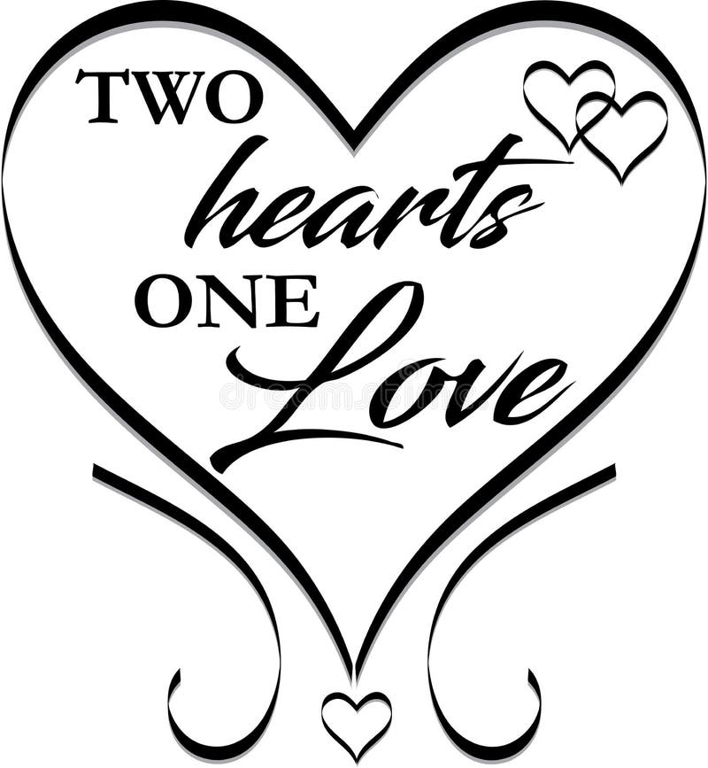 Two Hearts Become One Clipart Black