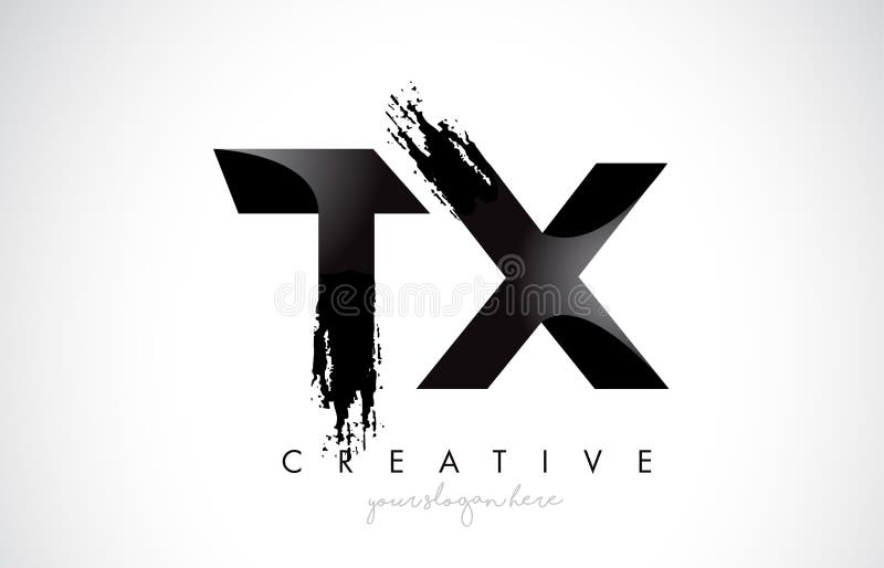 TX Letter Design with Brush Stroke and Modern 3D Look Stock Vector ...