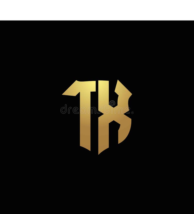 TX Logo Monogram with Gold Colors and Shield Shape Design Template ...