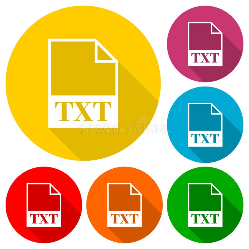TXT File Icons Set with Long Shadow Stock Vector - Illustration of ...