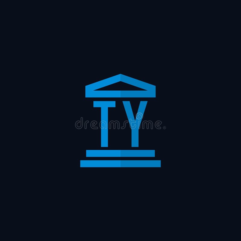 TY Initial Logo Monogram with Simple Courthouse Building Icon Design ...