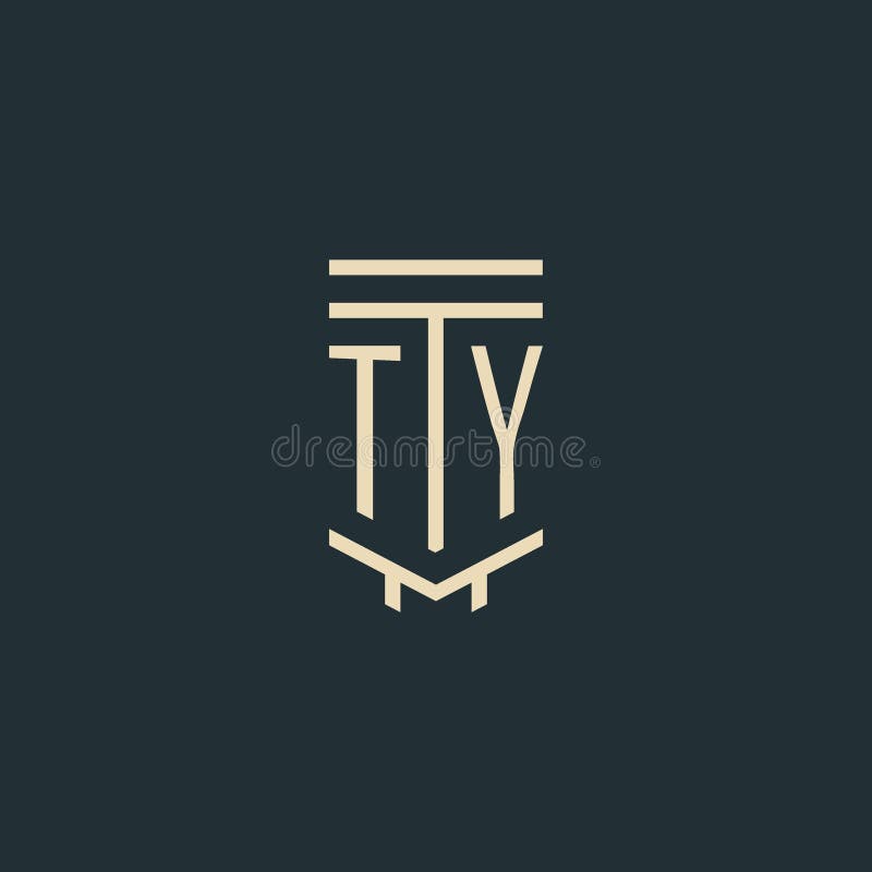TY Initial Monogram with Simple Line Art Pillar Logo Designs Stock ...