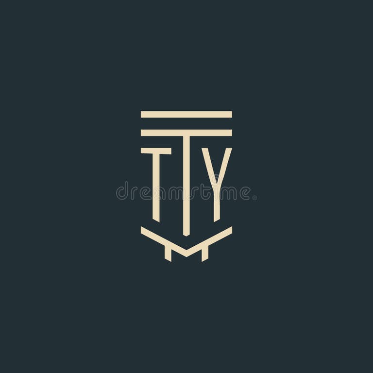 TY Initial Monogram with Simple Line Art Pillar Logo Designs Stock ...