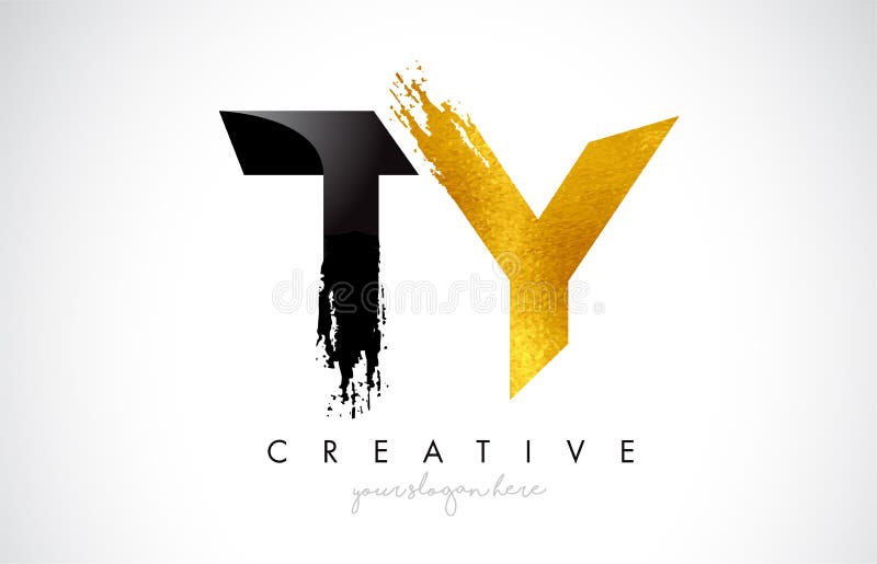 TY Letter Design with Brush Stroke and Modern 3D Look Stock Vector ...
