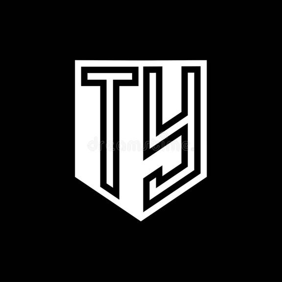 TY Logo Monogram Shield Geometric Black Line Inside White Shield Color ...