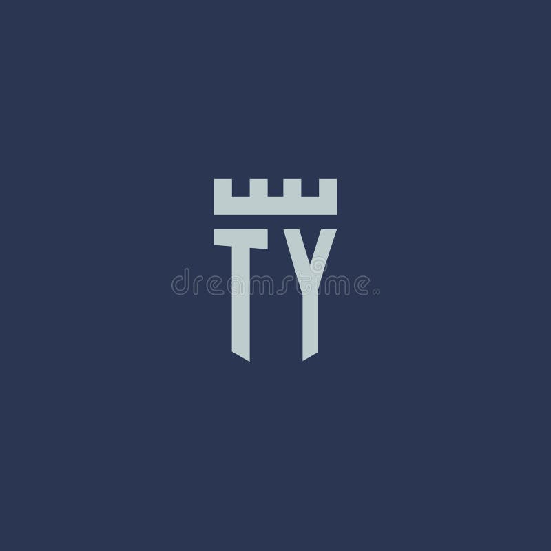 TY Logo Monogram with Fortress Castle and Shield Style Design Stock ...