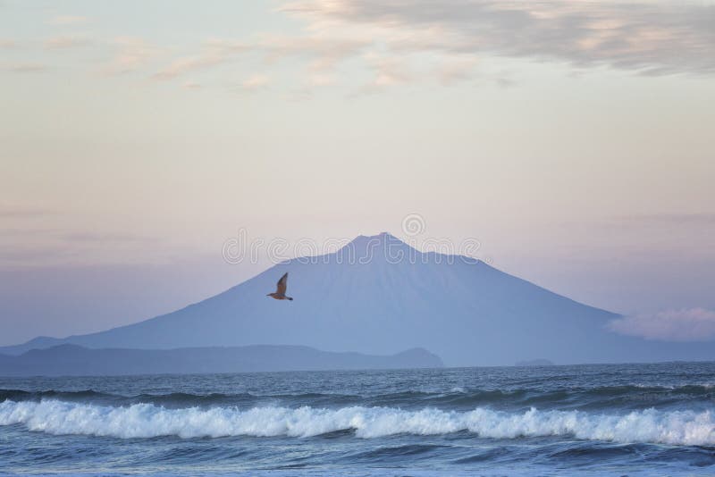 Tyatya Volcano at Sunset, Kunashir, South Kuriles Stock Image - Image ...