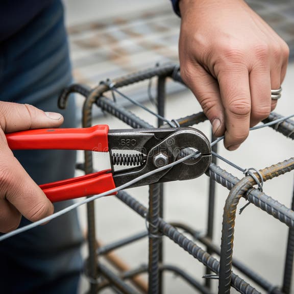 Tying Rebar for Construction Concrete Stock Illustration - Illustration ...