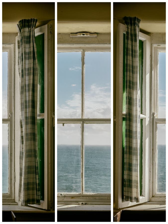 Triptych of Sea View Out an Old Irish Window Stock Photo - Image of ...