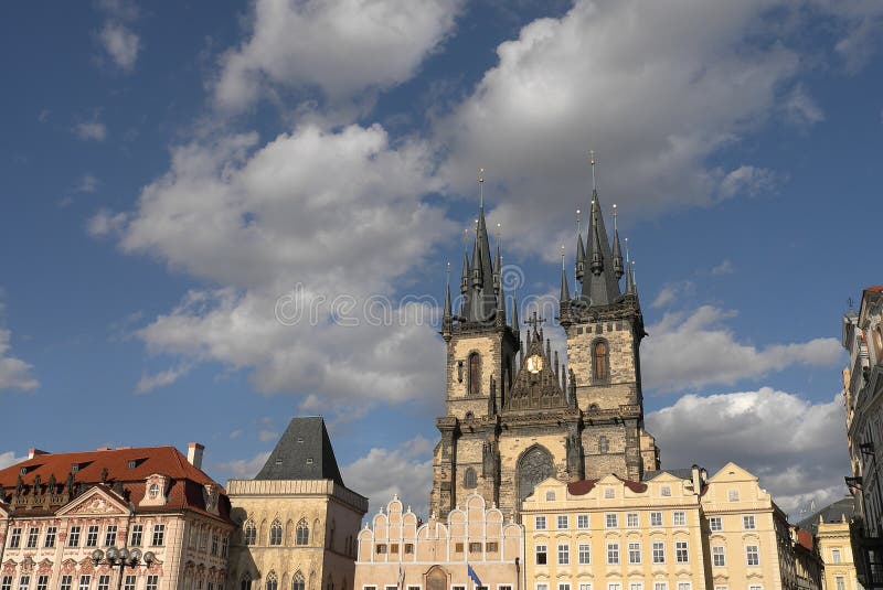 Tyn Church stock image. Image of landmarks, blue, czechia - 21035197