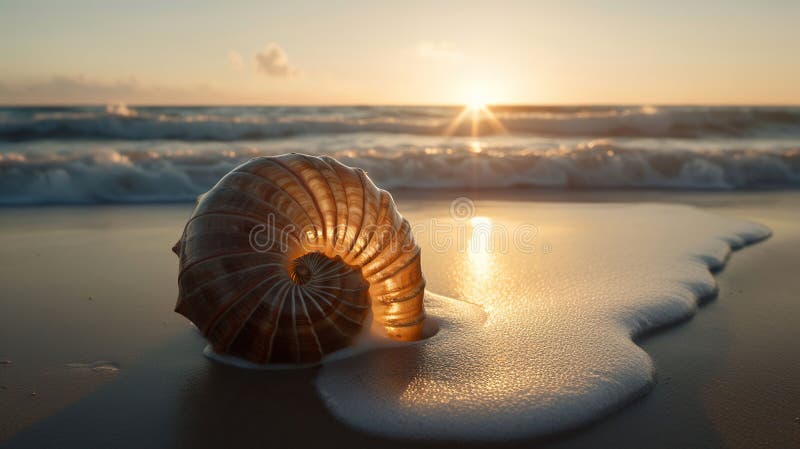 Tyndall Effect Light Rays through the Large Nautilus Shell, Laying on ...