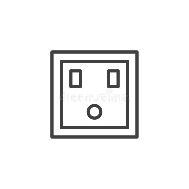 Type B Power Socket Line Icon Stock Vector - Illustration of voltage ...
