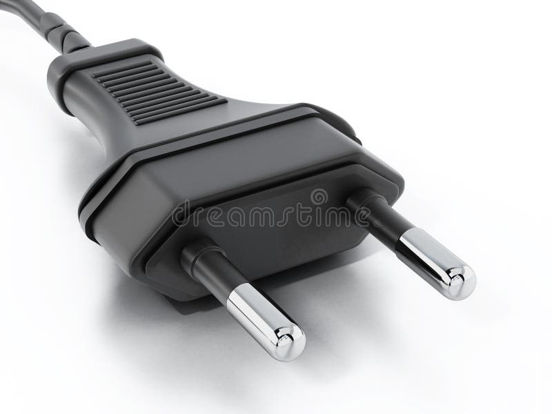 Type C Europe Electric Plug Isolated on White Background. 3D ...