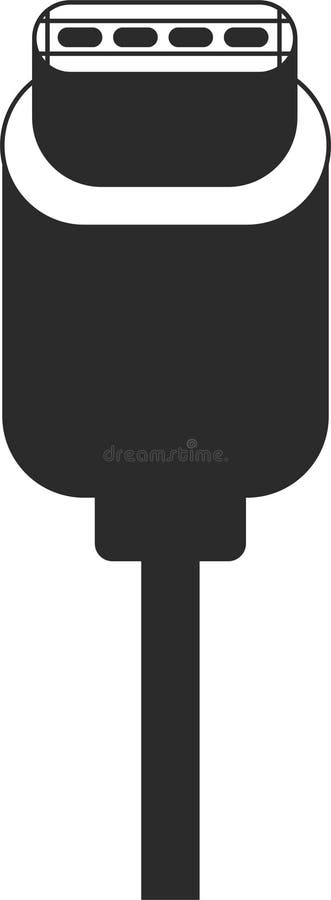 Type C Icon, USB Type Icon, Charging Cable Black Vector Icon. Stock ...