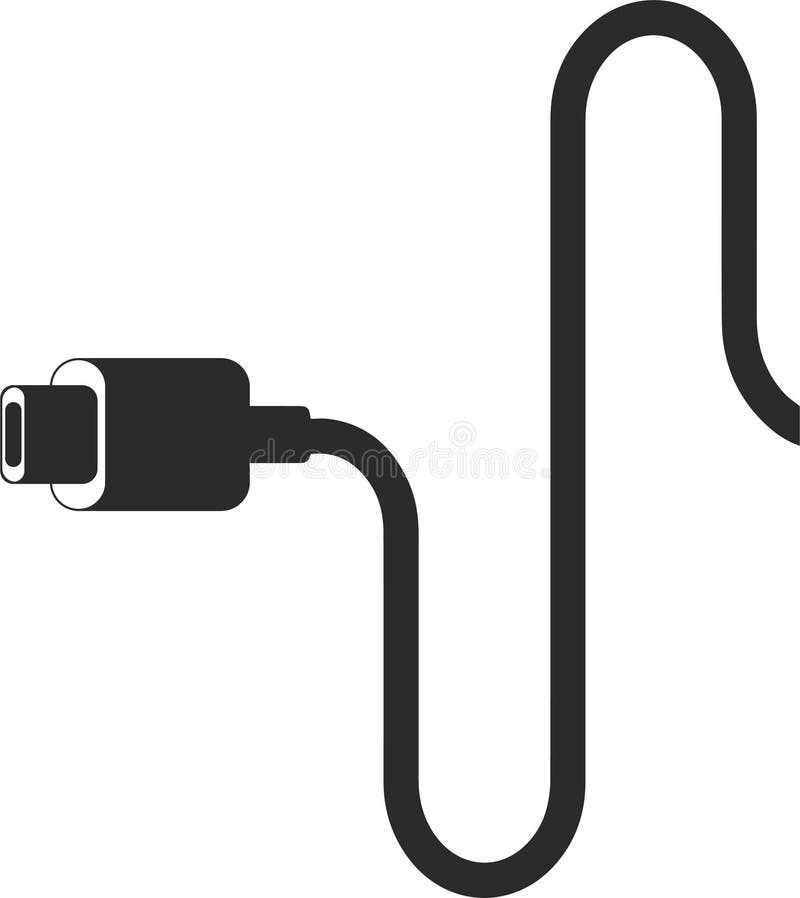 Type C Icon, USB Type Icon, Charging Cable Black Vector Icon. Stock ...