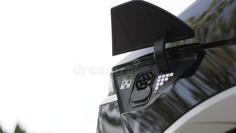 Type 2 CCS Combo Plug Port on Electric Vehicle. Fast Charging Socket ...