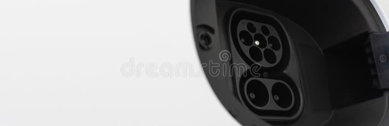 Type 2 CCS Plug Port on Electric Vehicle. DC - CCS Type 2 EV Charging ...