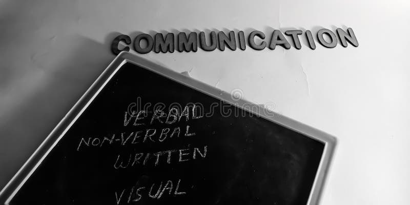 Type of Communication Displayed on Black and White Image Stock Photo ...
