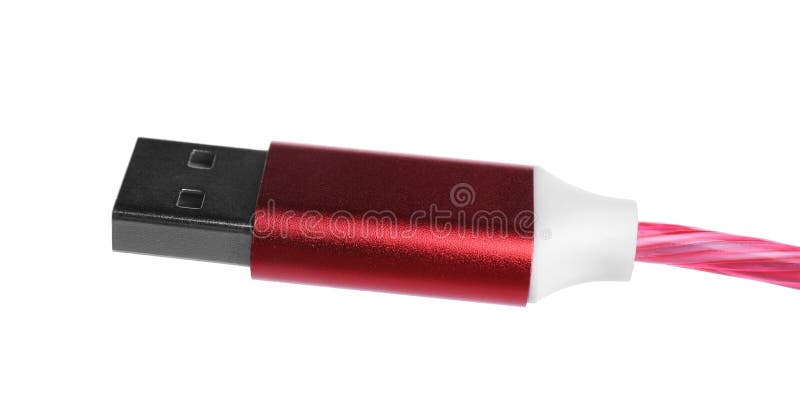 Type a Connector of Red USB Cable Isolated on White Stock Photo - Image ...