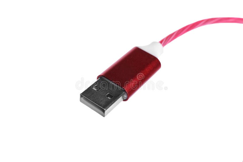 Type a Connector of Red USB Cable Isolated on White Stock Image - Image ...