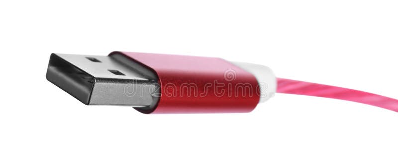 Type a Connector of Red USB Cable Isolated on White Stock Photo - Image ...