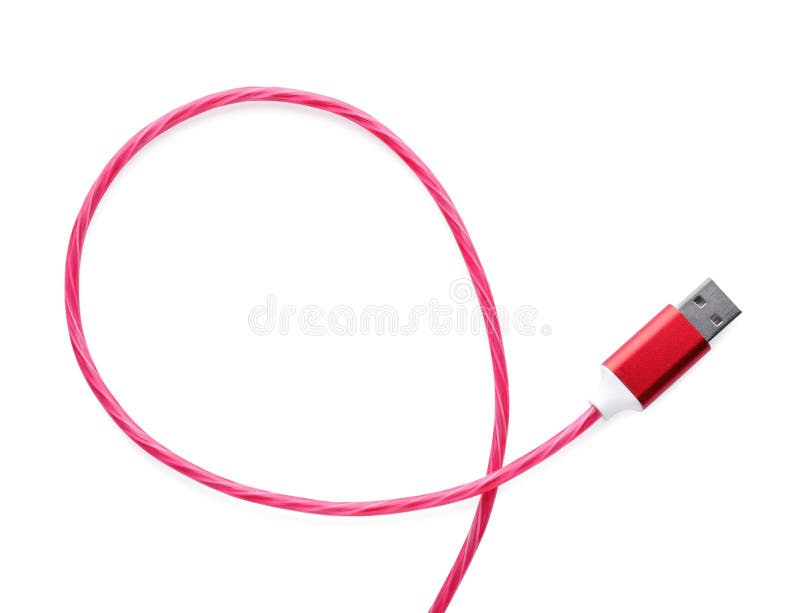 Type a Connector of Red USB Cable Isolated on White, Top View Stock ...