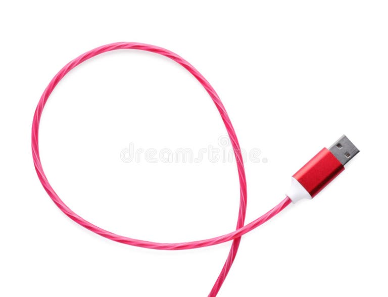 Type a Connector of Red USB Cable Isolated on White, Top View Stock ...