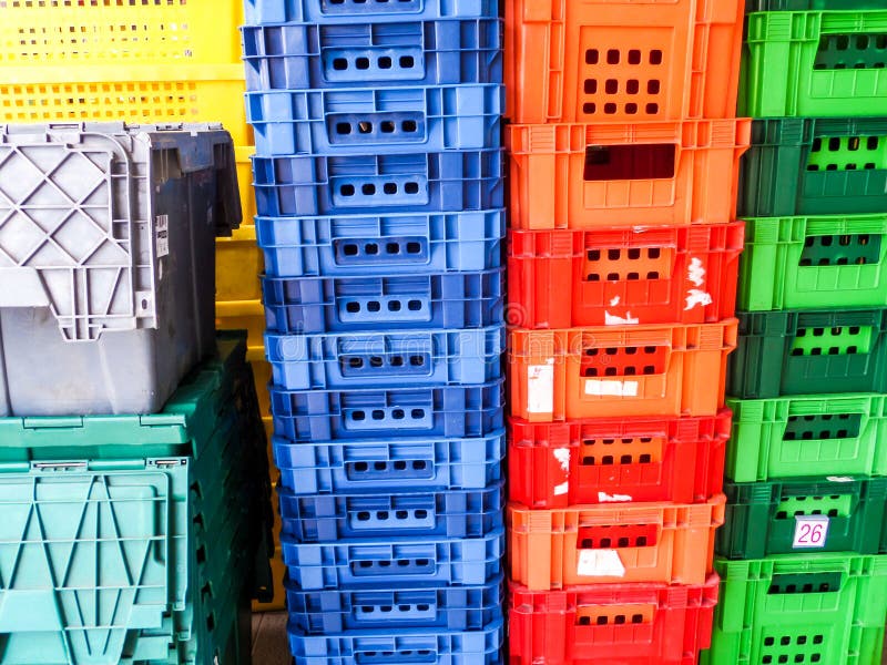 Type of Crate Plastic Box Use To Packaging Stock Photo - Image of blue ...