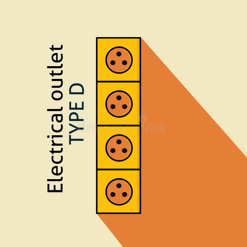 Type D Power Plug and Socket, Flat Design Electrical Plugs and ...