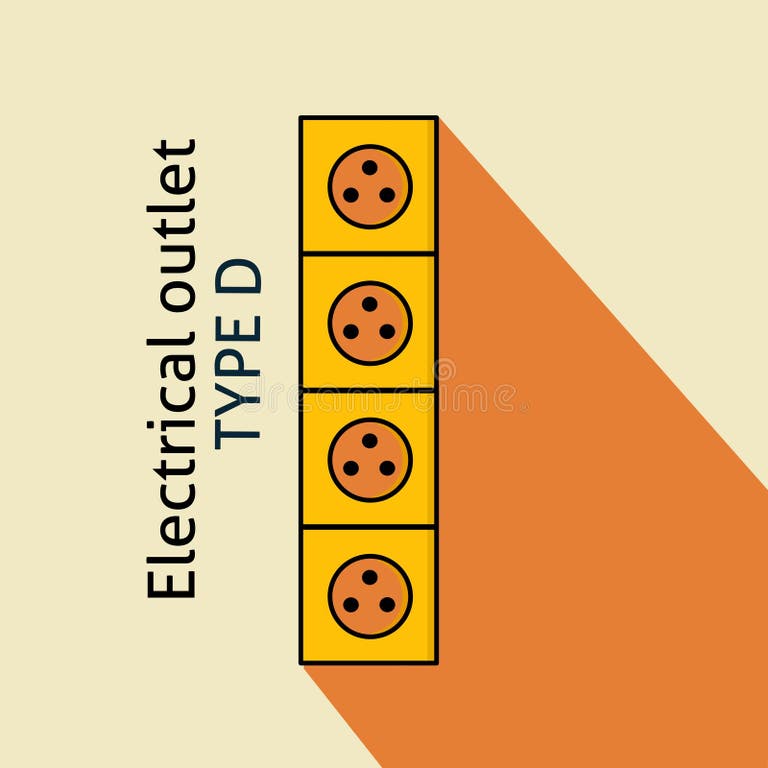 Type D Power Plug and Socket, Flat Design Electrical Plugs and ...