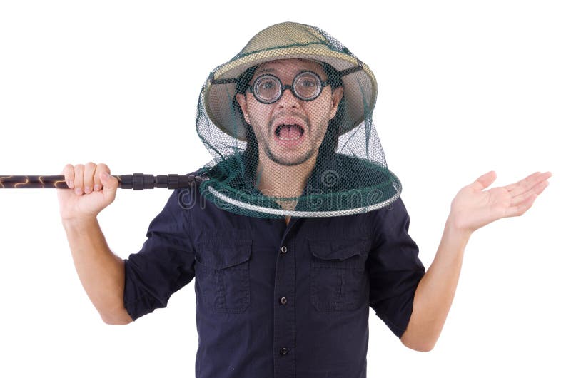 Type Drôle Avec Le Filet Contagieux Image stock - Image du humeur ...