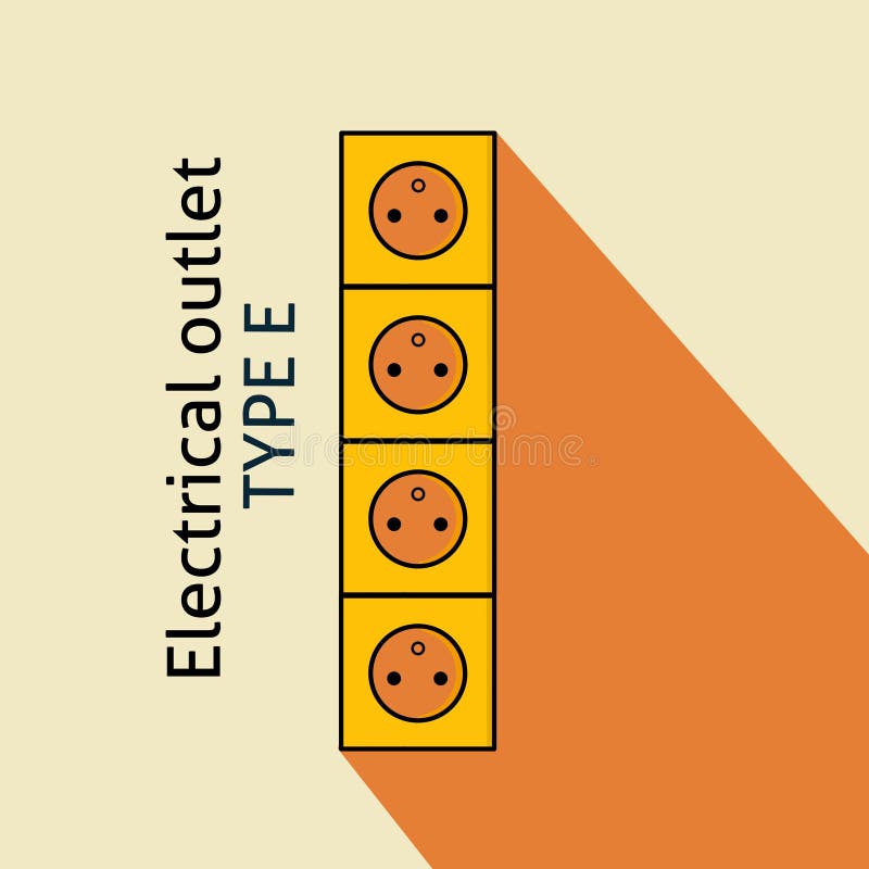 Type E Power Plug and Socket, Flat Design Electrical Plugs and ...