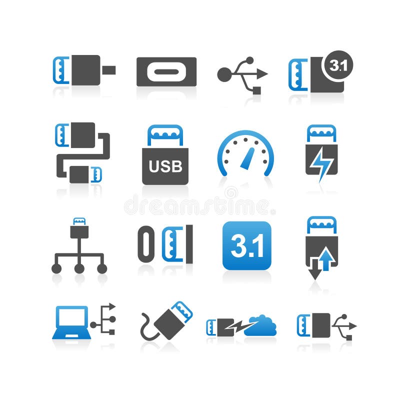 Ensemble D'icônes USB Type C Illustration de Vecteur - Illustration du ...