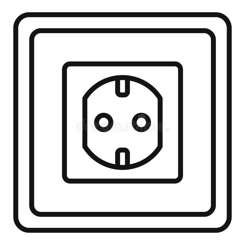 Type F Power Socket Icon, Outline Style Stock Vector - Illustration of ...