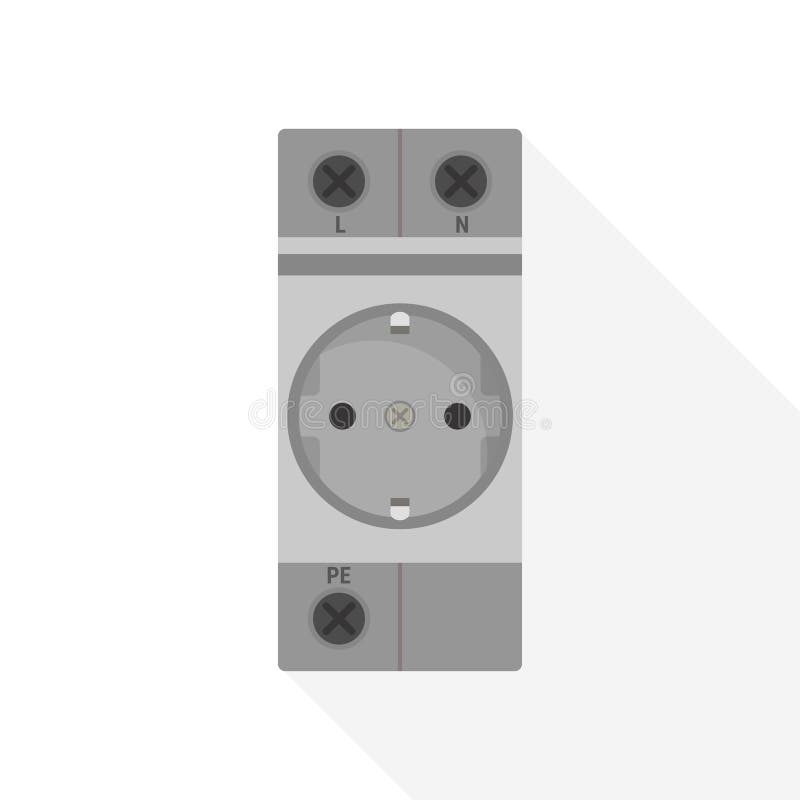 Type F Socket for DIN Rail Mounting. Flat Design Stock Vector ...