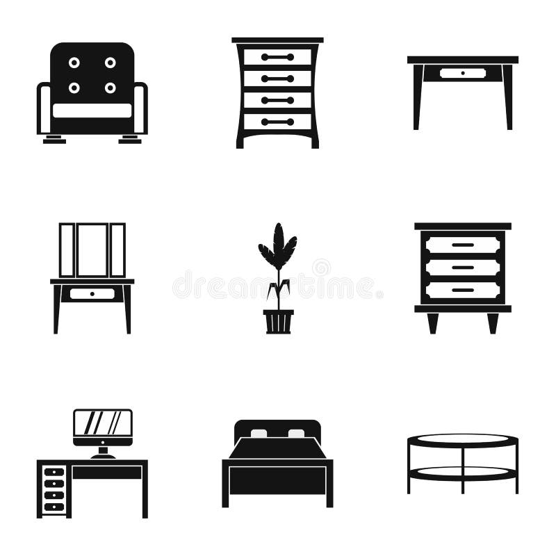 Type of Furniture Icons Set, Simple Style Stock Vector - Illustration ...