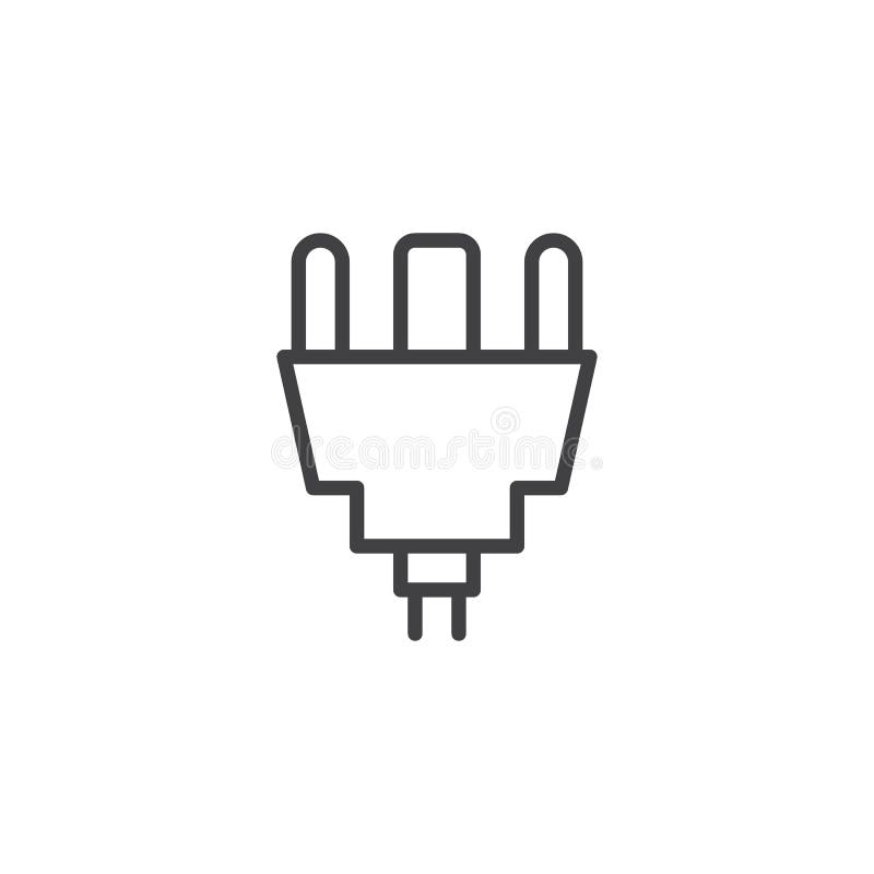 AC Power Plug Line Icon, Outline Vector Sign, Linear Pictogram Isolated ...