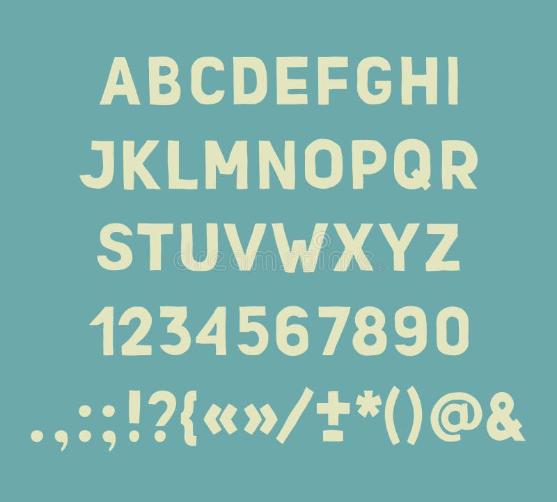 Type Letters, Numbers and Punctuation Marks Hand Stock Vector ...