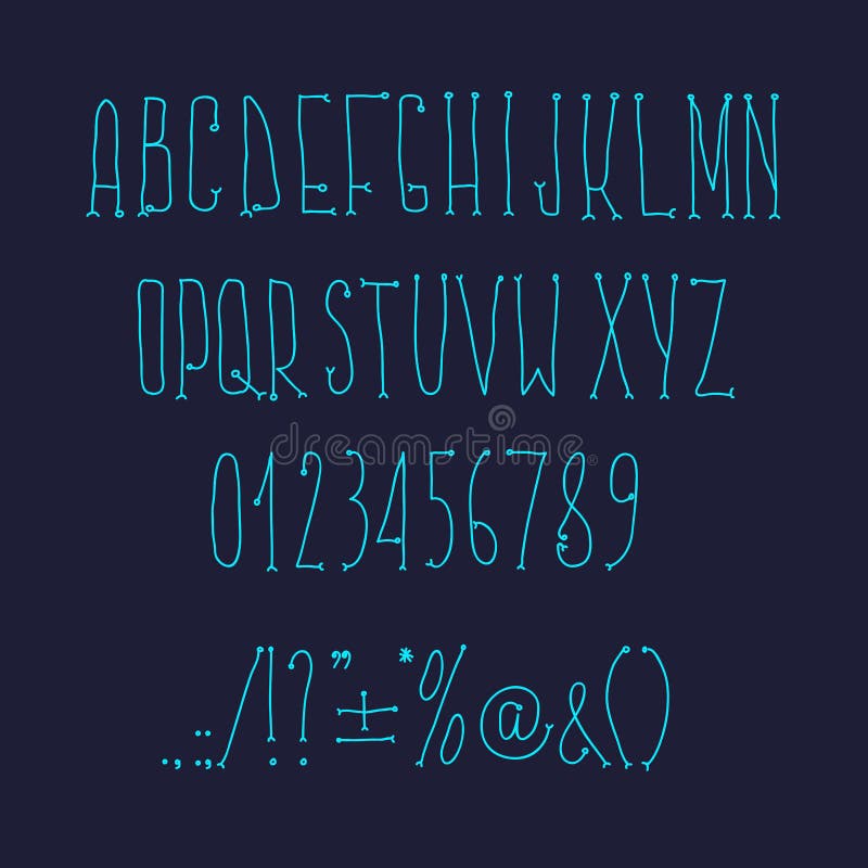 Type Letters, Numbers and Punctuation Marks Hand Stock Vector ...