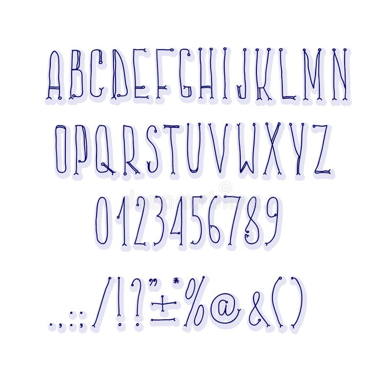 Type Letters, Numbers and Punctuation Marks Hand Stock Vector ...