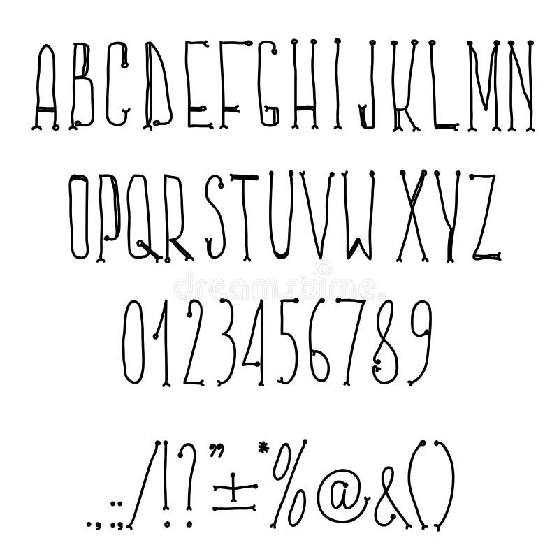 Type Letters, Numbers and Punctuation Marks Hand Stock Vector ...