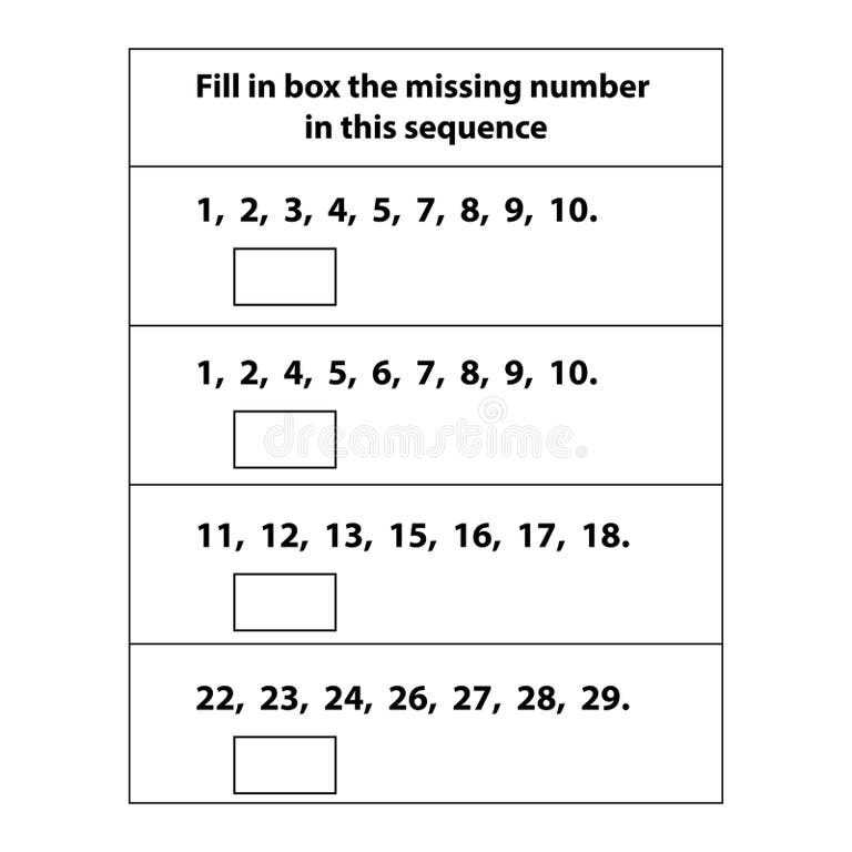 Type the Missing Number Worksheet. Missing Numbers. Fill in the Box ...