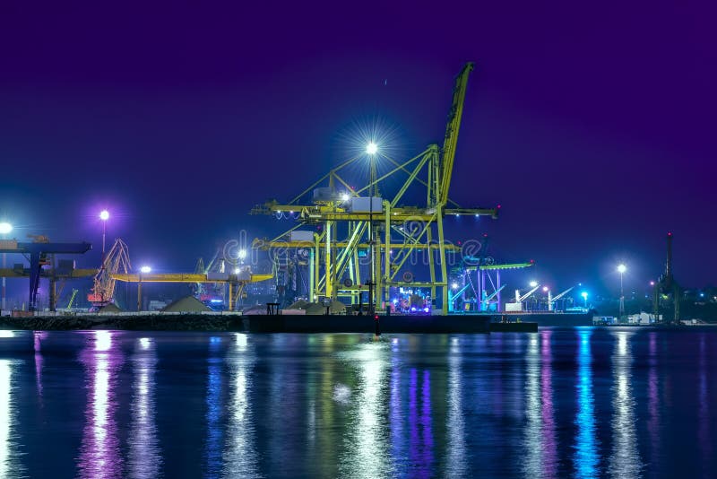 Type of night port. stock image. Image of crane, clock - 93617791