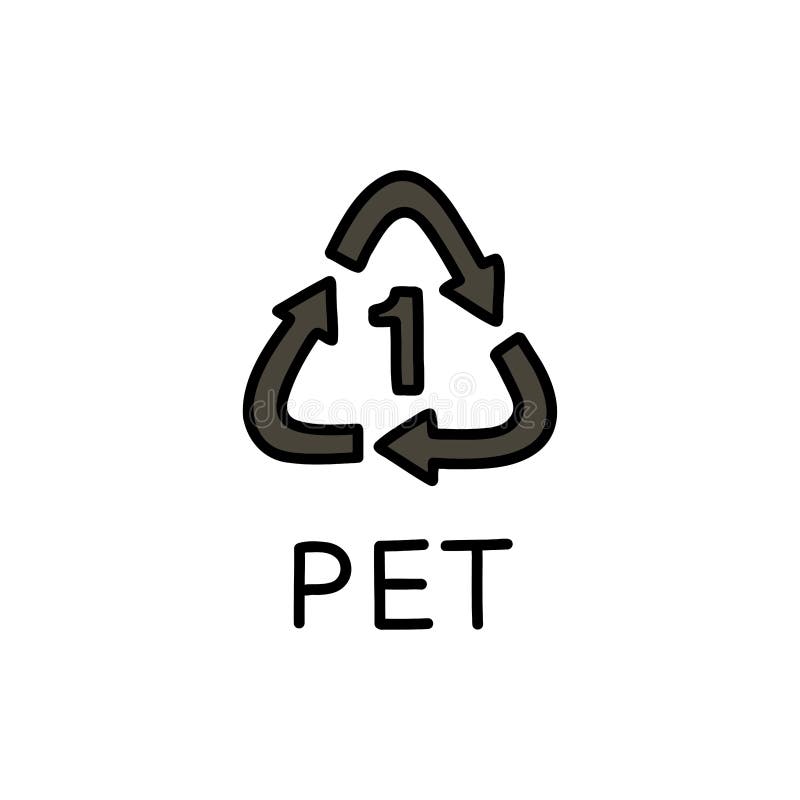 Type of Plastic Symbol Pet Doodle Icon, Vector Color Line Illustration ...